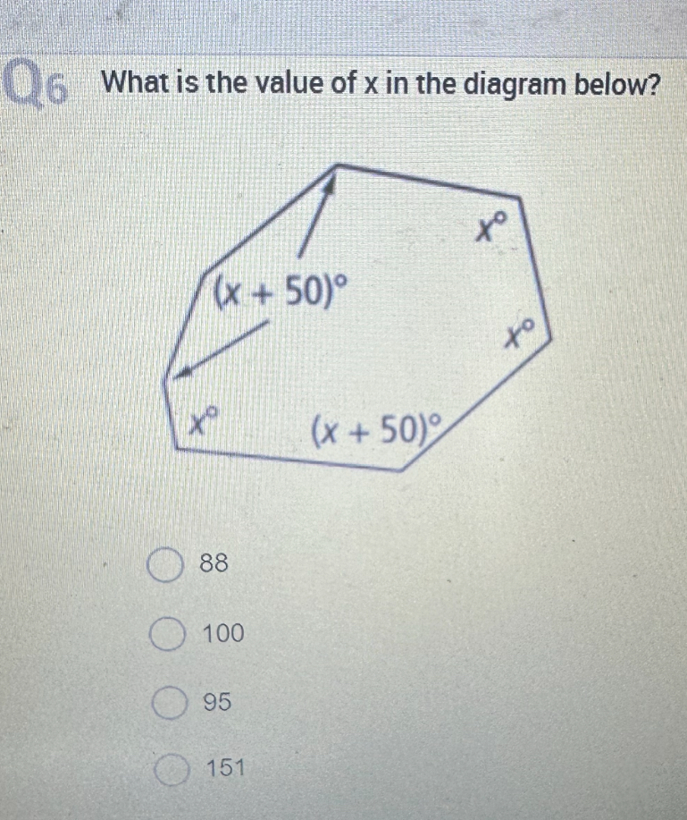 Solved Q6 What is the value of x in the diagram below? 88 | Chegg.com