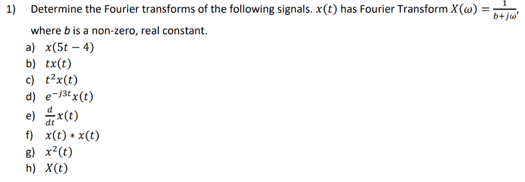 Solved Determine the Fourier transforms of the following | Chegg.com