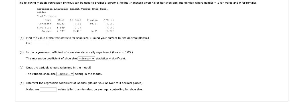 Solved The following multiple regression printout can be | Chegg.com