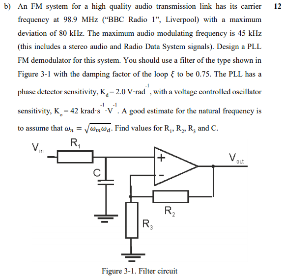 12 b) An FM system for a high quality audio | Chegg.com