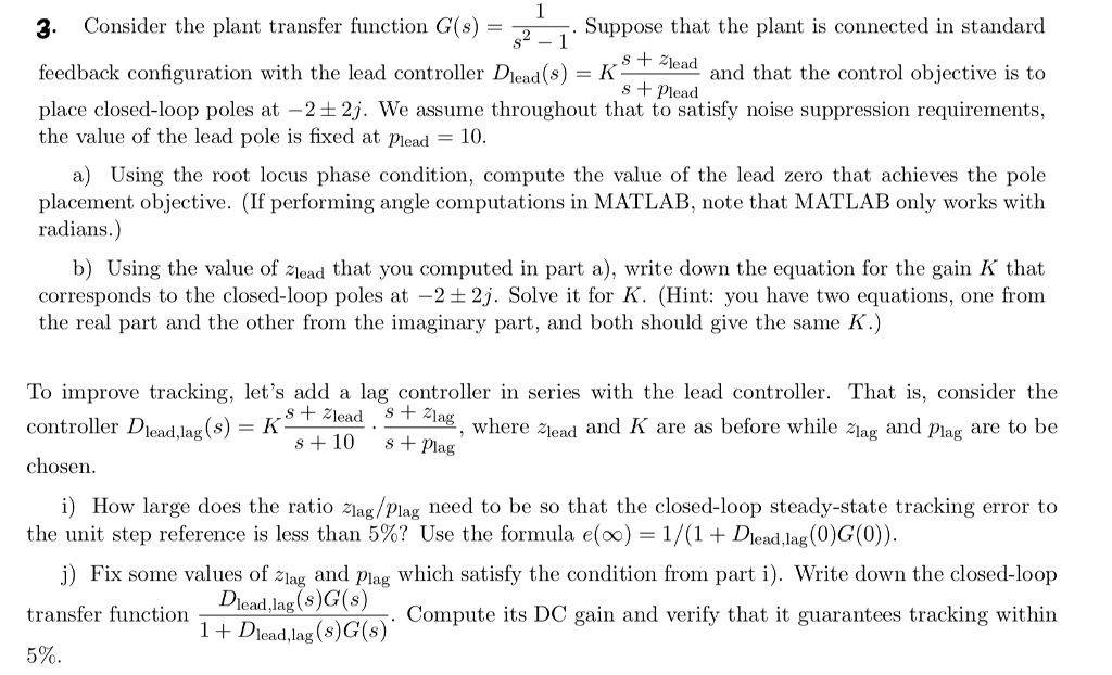 Solved 3. Consider the plant transfer function G(s)-2 | Chegg.com