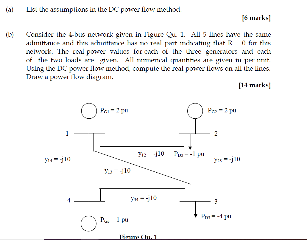 Solved (a) List the assumptions in the DC power flow method. | Chegg.com