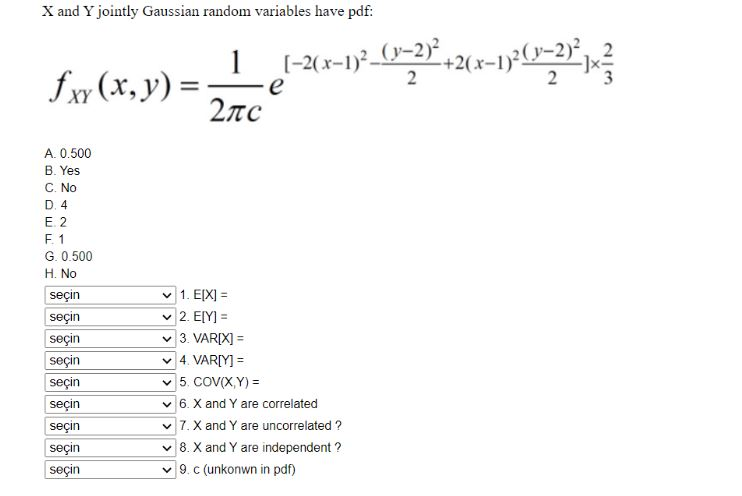 Solved X and Y jointly Gaussian random variables have pdf: 1 | Chegg.com