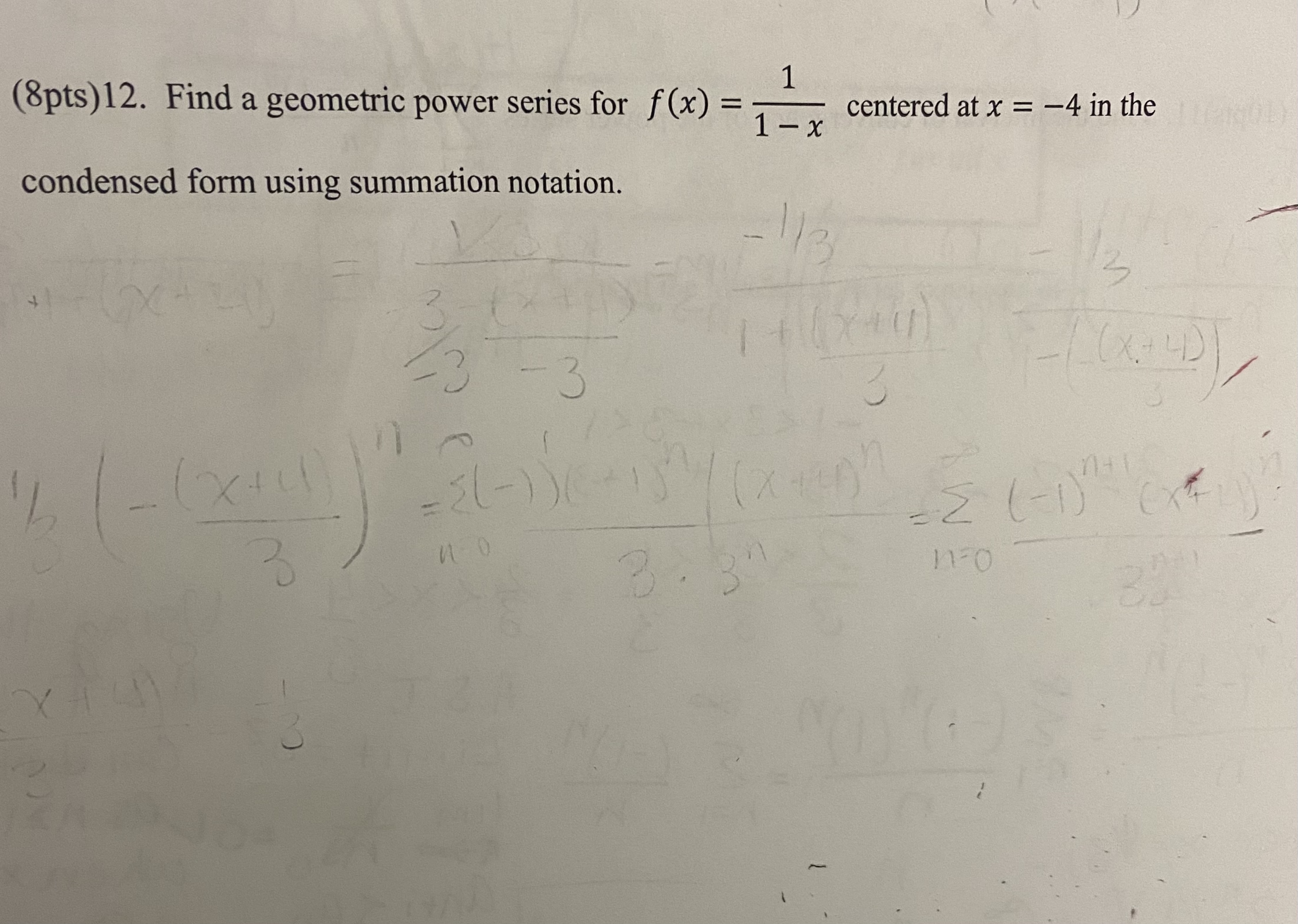 Solved (8pts)12. ﻿Find a geometric power series for | Chegg.com