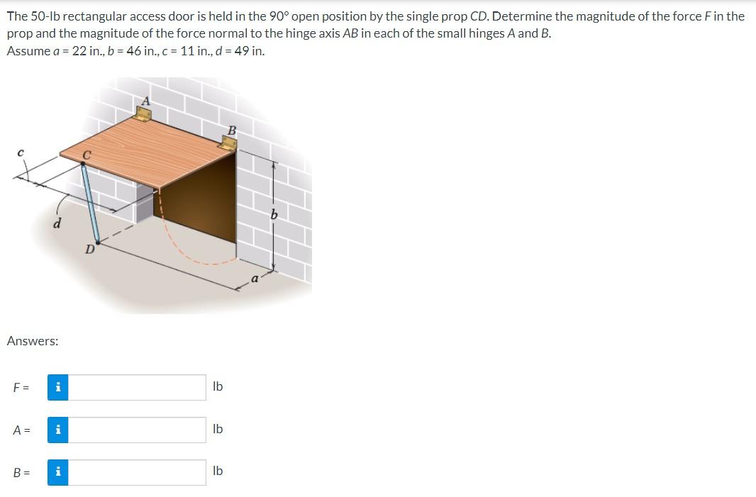 Solved The 50-lb rectangular access door is held in the 90∘ | Chegg.com