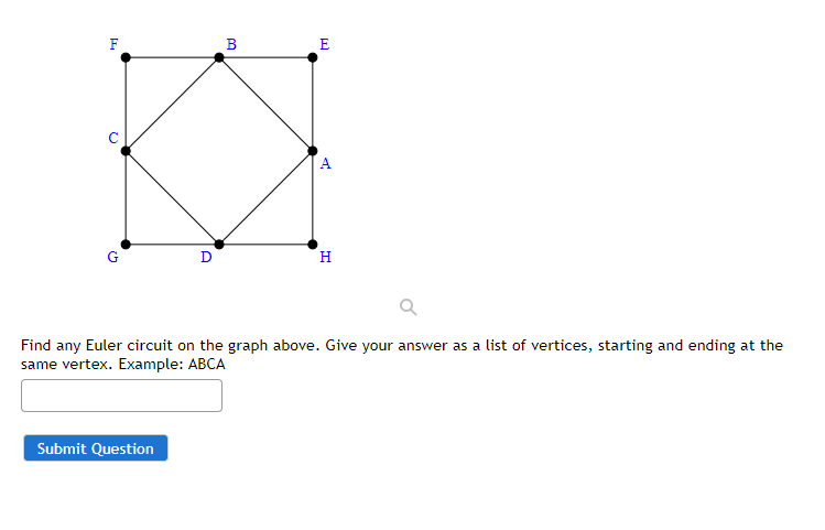Solved F B E A D H Find any Euler circuit on the graph | Chegg.com