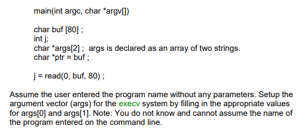 Solved main(int argc, char *argv[]) char buf [80]; intj; | Chegg.com