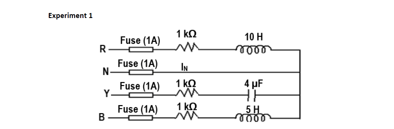 Solved Experiment 1 1 ΚΩ Fuse (1A) 10 H moon R Fuse (1A) IN | Chegg.com