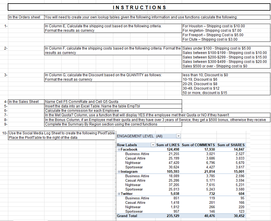 Solved I am stuck on number 2 & 3 in my Excel | Chegg.com