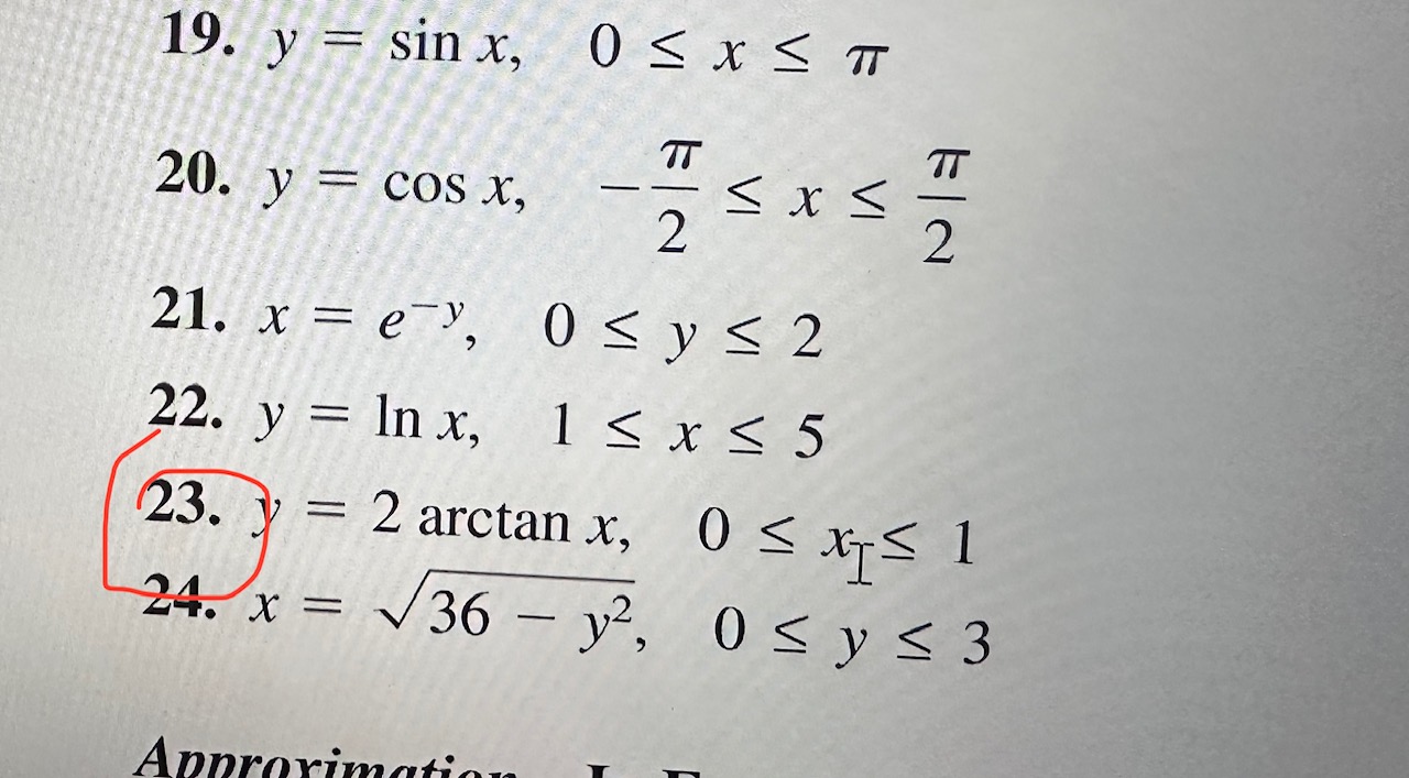 Solved 19. y=sinx,0≤x≤π 20. y=cosx,−2π≤x≤2π 21. x=e−y,0≤y≤2 | Chegg.com