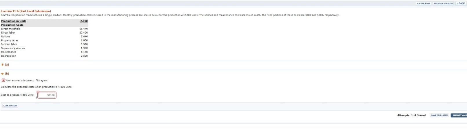 Solved CALCULATOR PRINTER VERSION BACK Exercise 11-6 (Part | Chegg.com