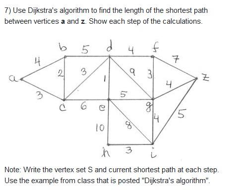 Solved 7) Use Dijkstra's algorithm to find the length of the | Chegg.com