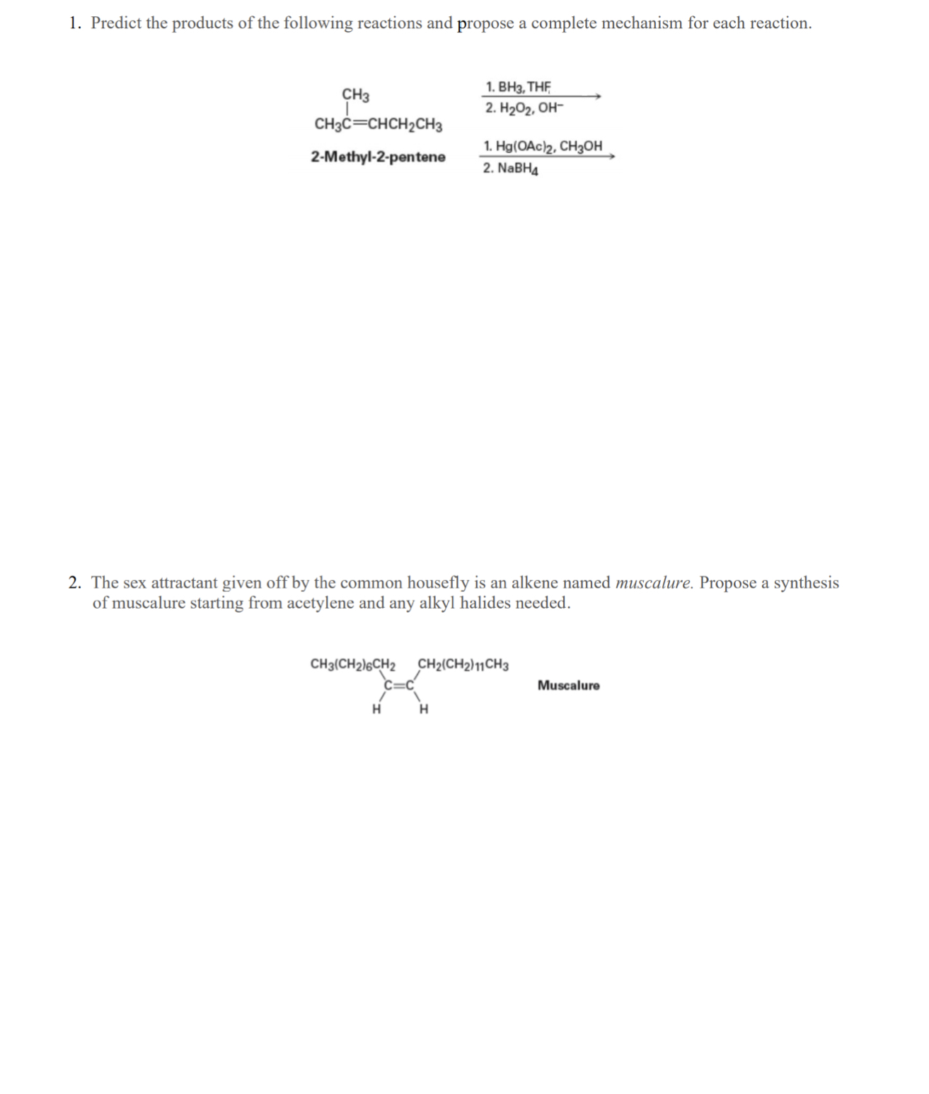 Solved 1. Predict the products of the following reactions | Chegg.com
