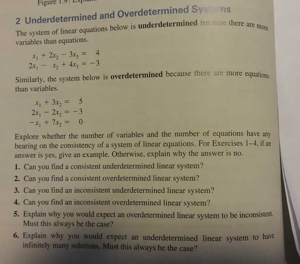 Solved 1.9 EXpu 2 Underdetermined and Overdetermined Sys ns | Chegg.com