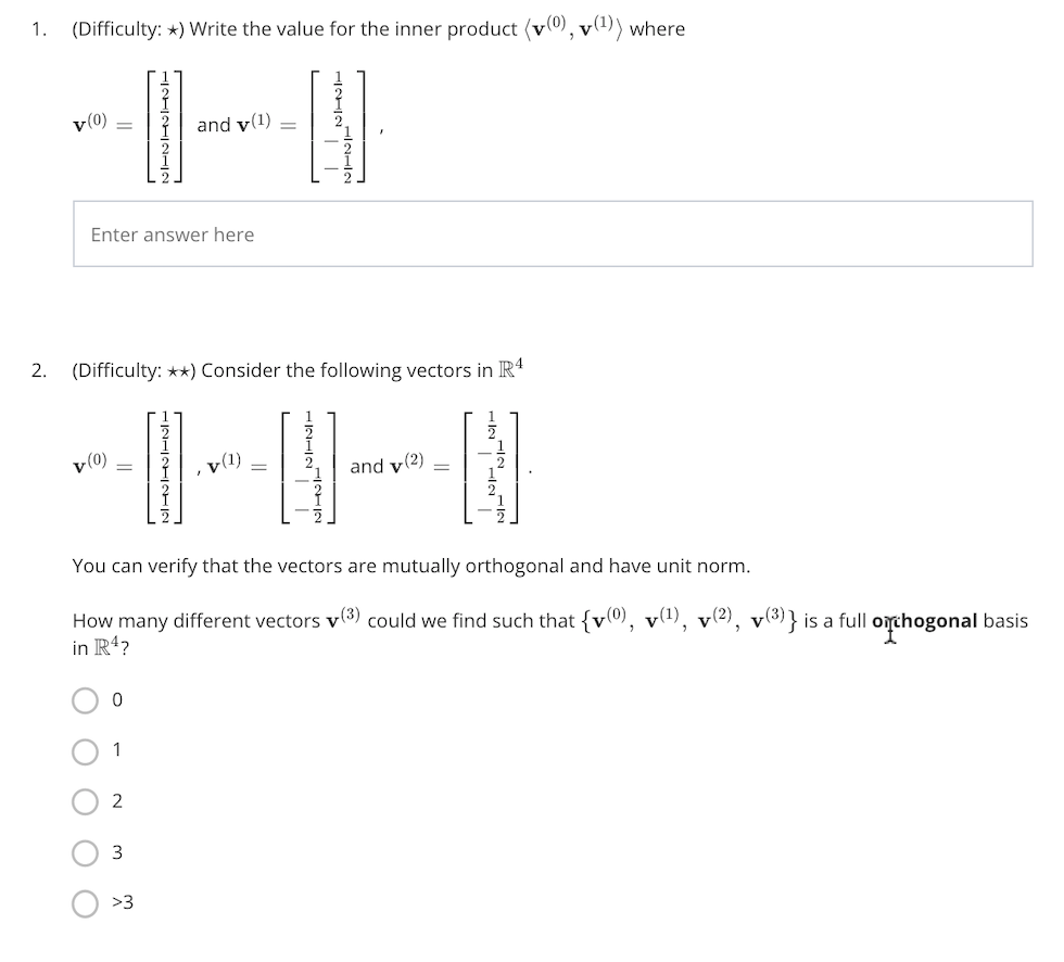 Solved 1. (Difficulty: *) Write the value for the inner | Chegg.com