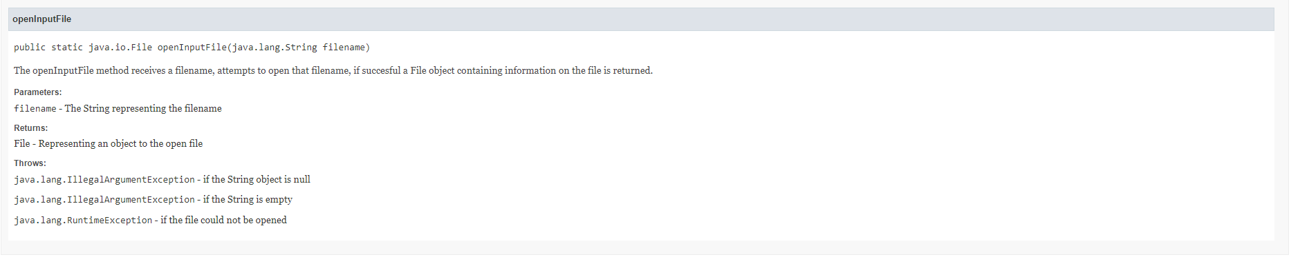 Solved openInputFile public static java.io.File | Chegg.com