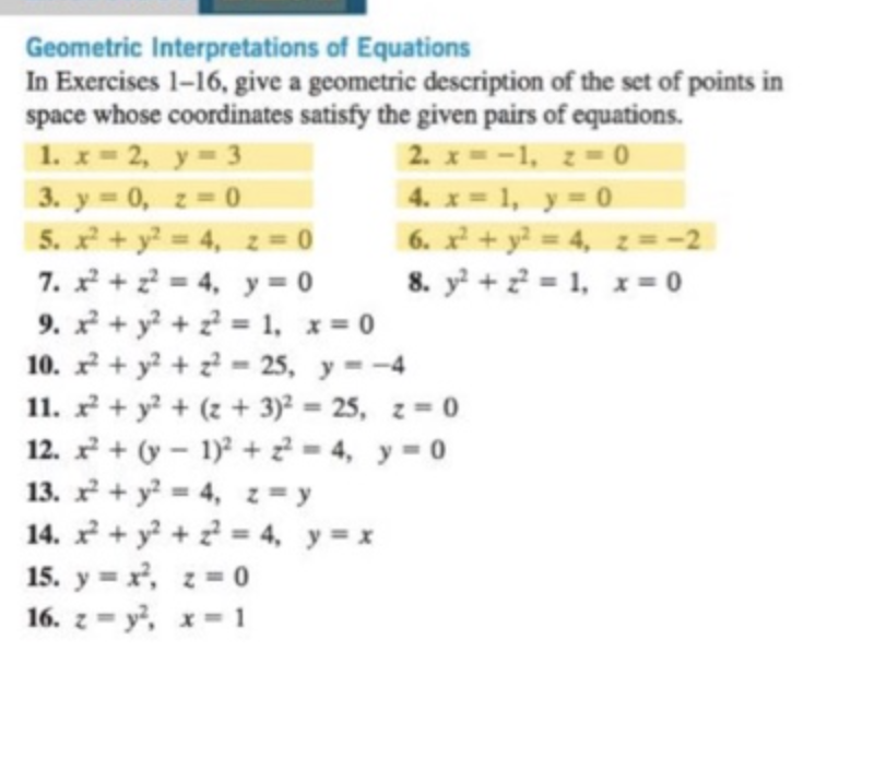 Solved Geometric Interpretations of Equations In Exercises | Chegg.com