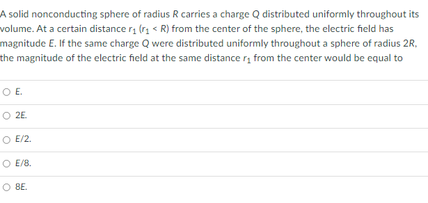 Solved A solid nonconducting sphere of radius R carries a | Chegg.com