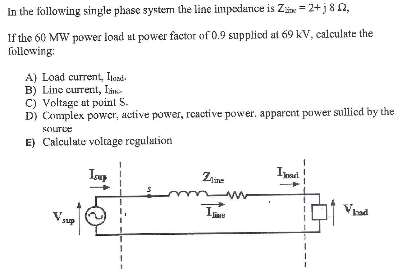 Solved In the following single phase system the line | Chegg.com
