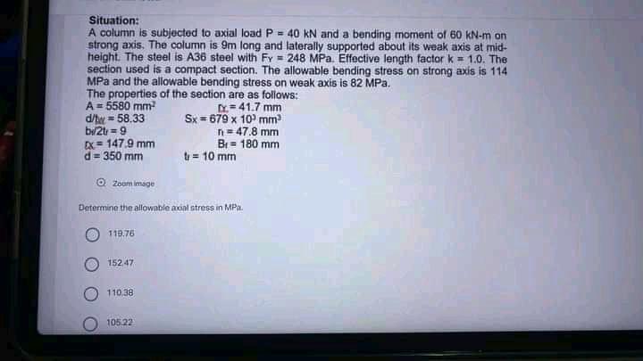 Solved Situation: A column is subjected axial load P = 40 kN | Chegg.com
