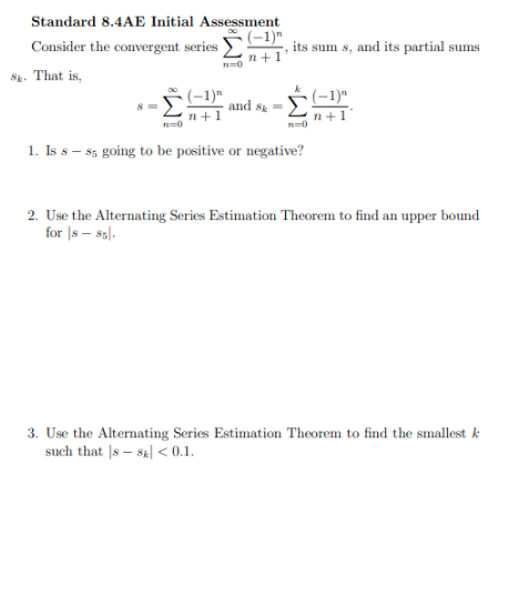 Solved Standard 8.4AE Initial Assessment Consider the | Chegg.com