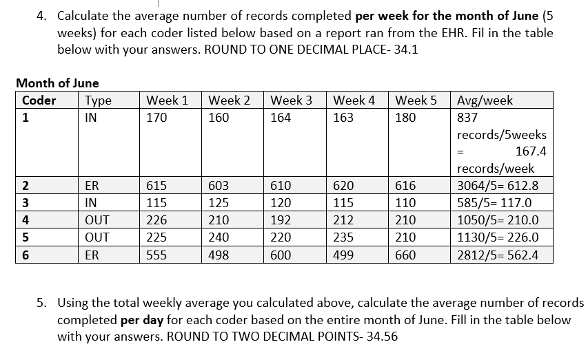 Solved 4. Calculate the average number of records completed | Chegg.com