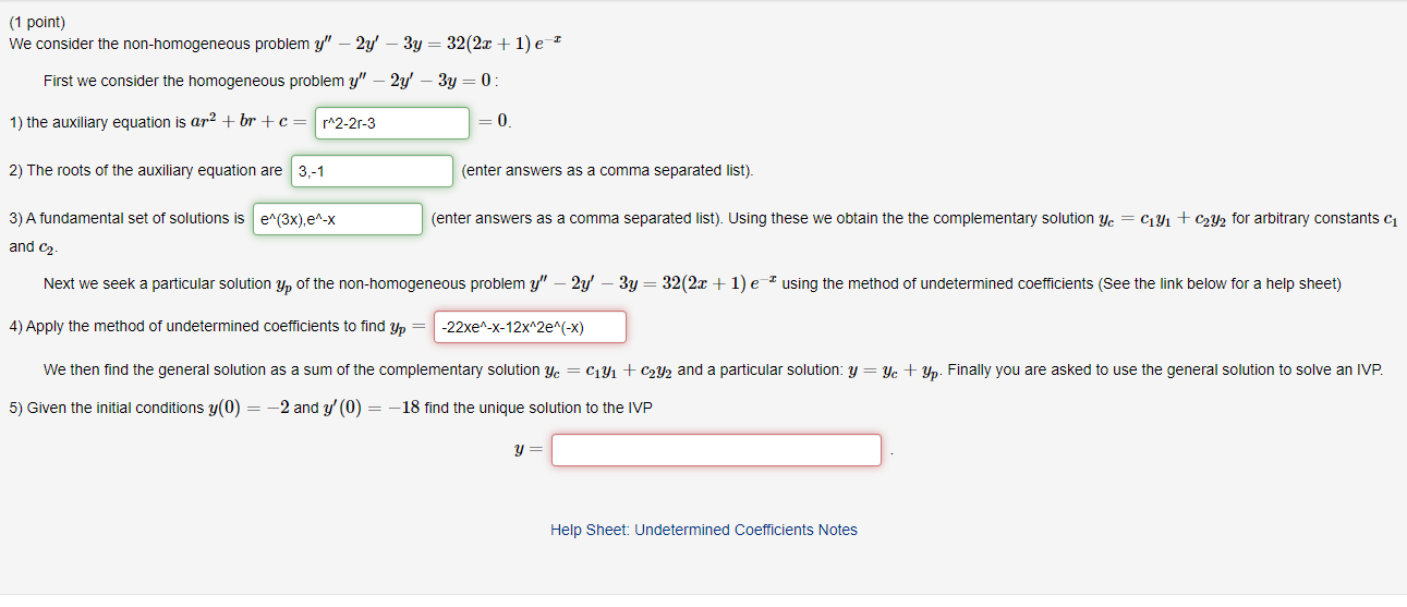 Solved (1 point) We consider the non-homogeneous problem | Chegg.com
