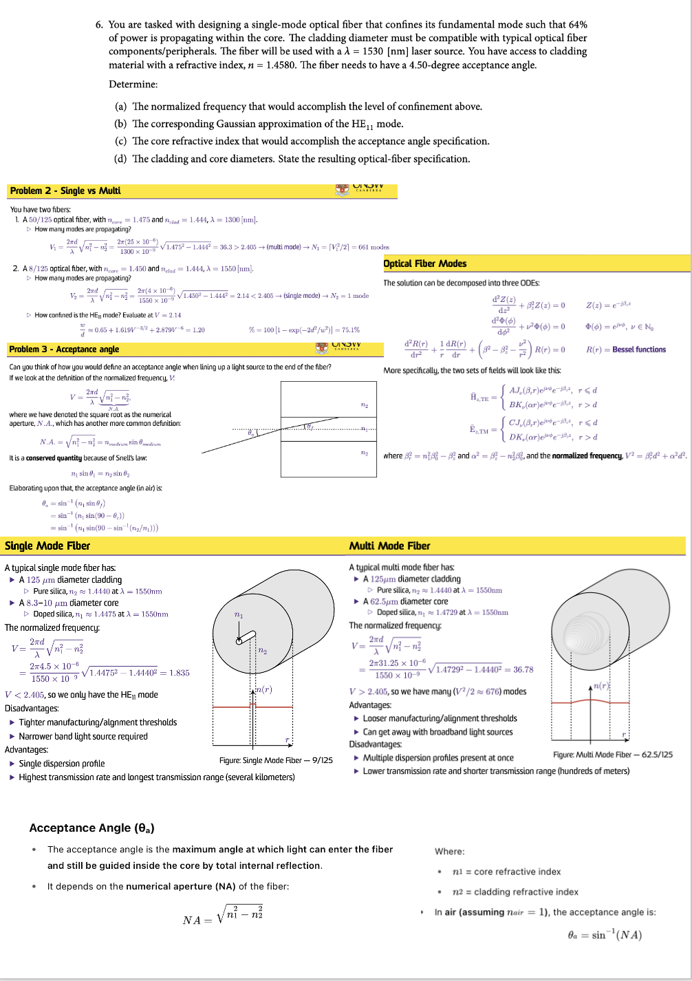 Solved You are tasked with designing a single-mode optical | Chegg.com