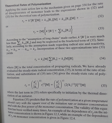 Solved Theoretical Rates of Polymerization Applying the mass | Chegg.com