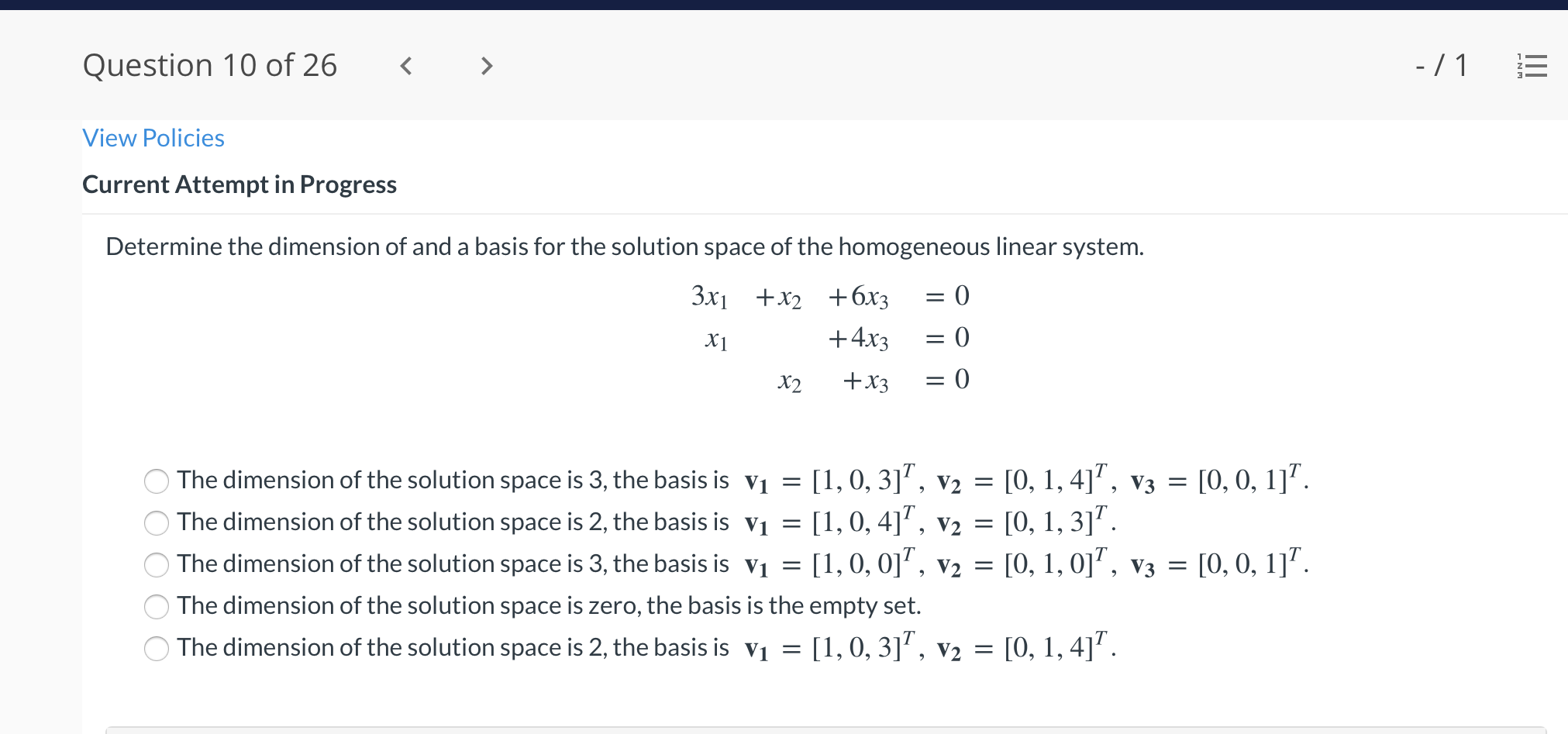 Solved Question 10 of 26 -/1 View Policies Current | Chegg.com