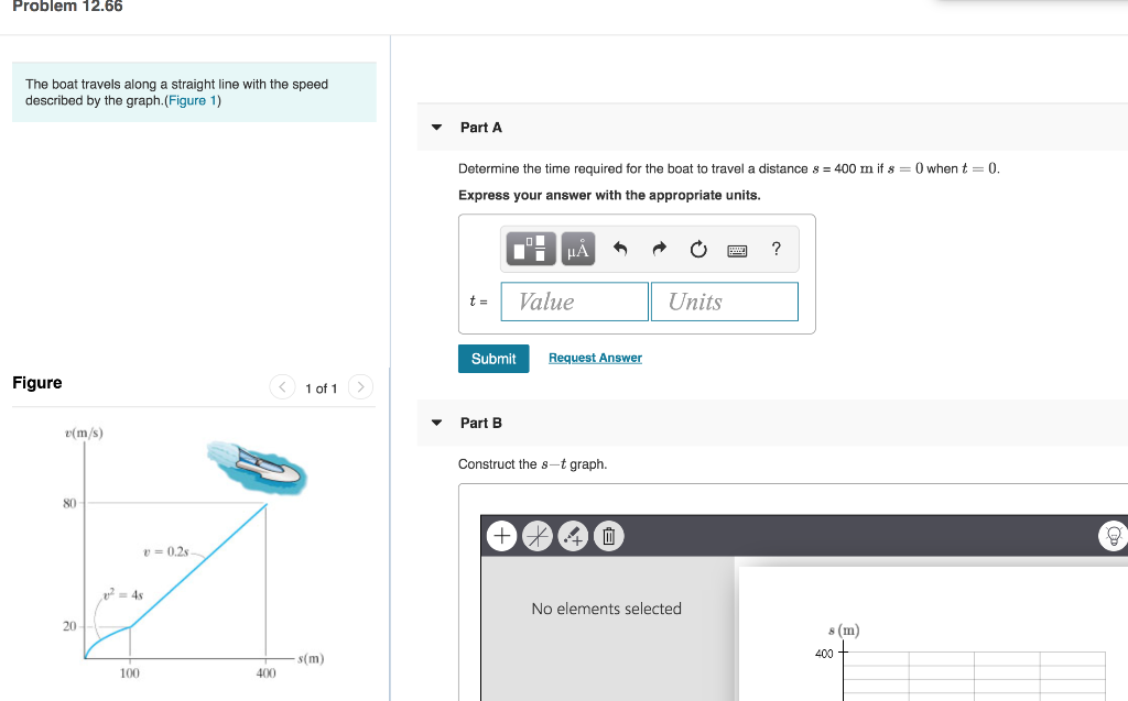Solved Problem 12.66 The boat travels along a straight line | Chegg.com