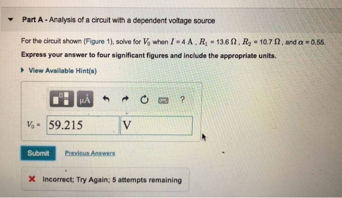 Solved Part A -Analysis of a circuit with a dependent | Chegg.com