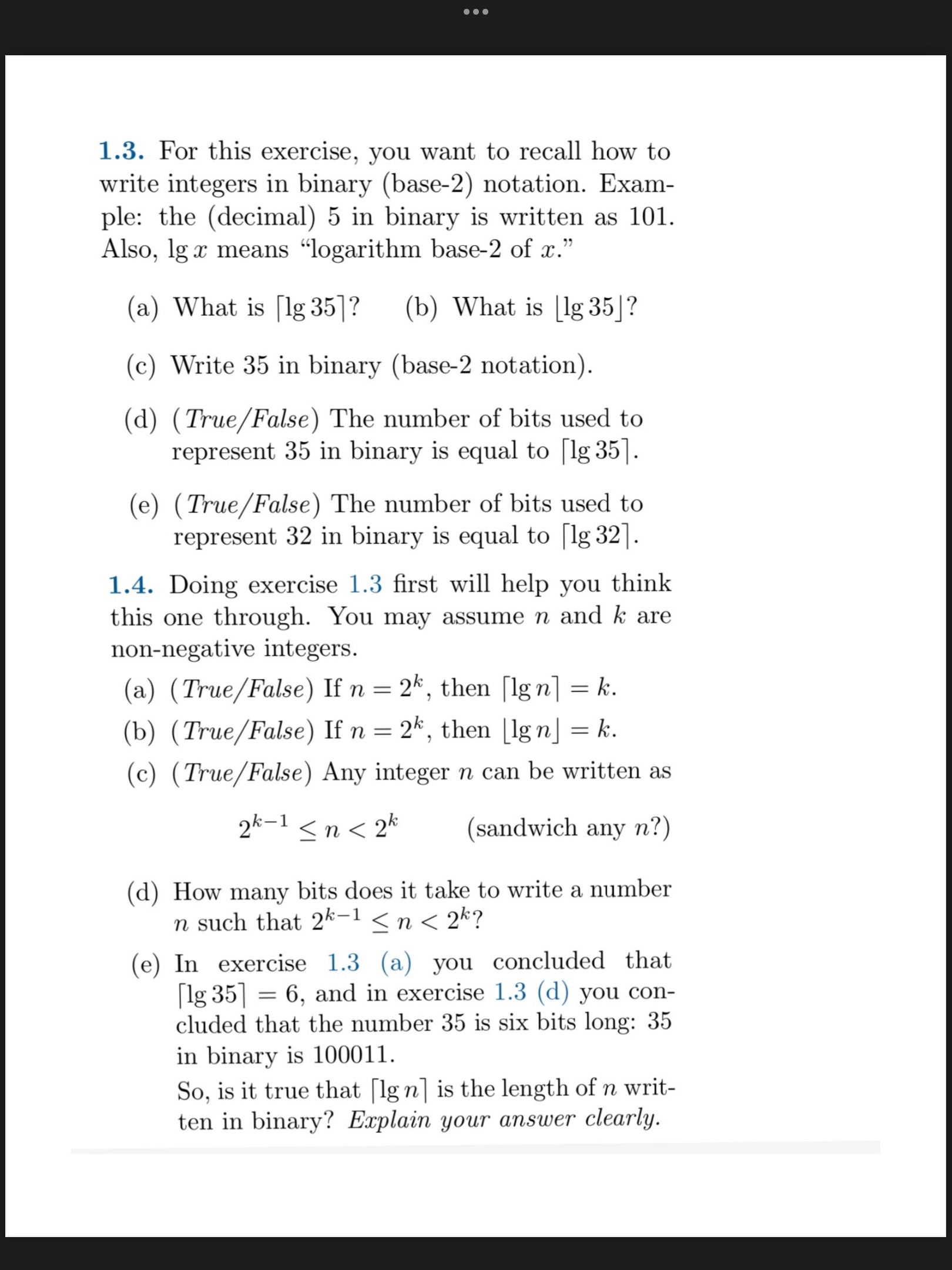 Solved 1.3. ﻿For this exercise, you want to recall how | Chegg.com