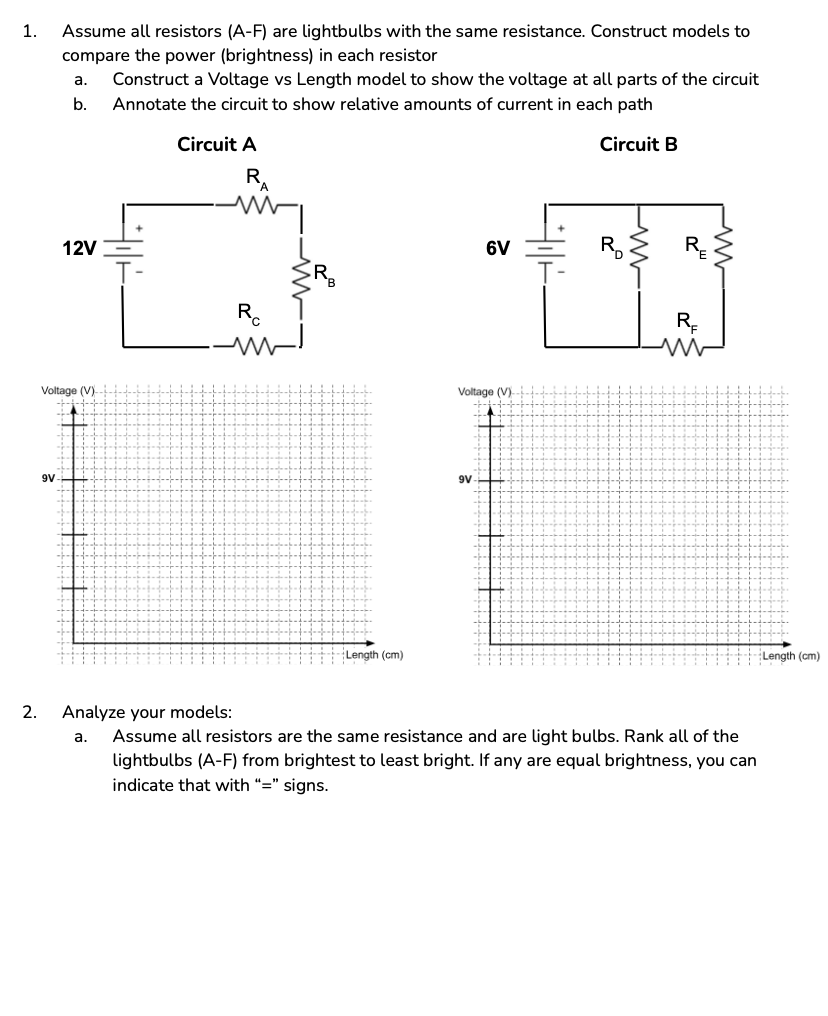 Solved 1. Assume all resistors (A−F) are lightbulbs with the | Chegg.com
