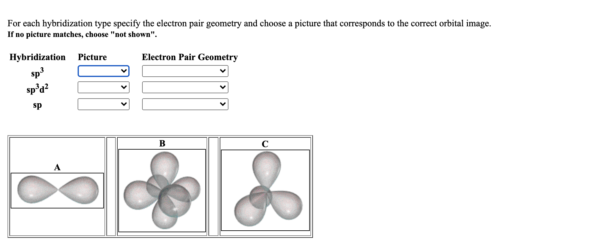 Solved For each hybridization type specify the electron pair | Chegg.com