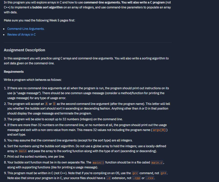 Solved In this program you will explore arrays in C and how | Chegg.com