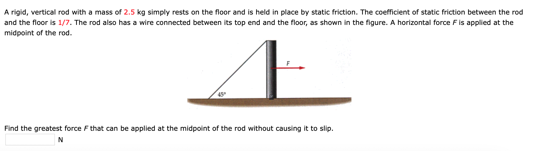 Solved A rigid, vertical rod with a mass of 2.5 kg simply | Chegg.com