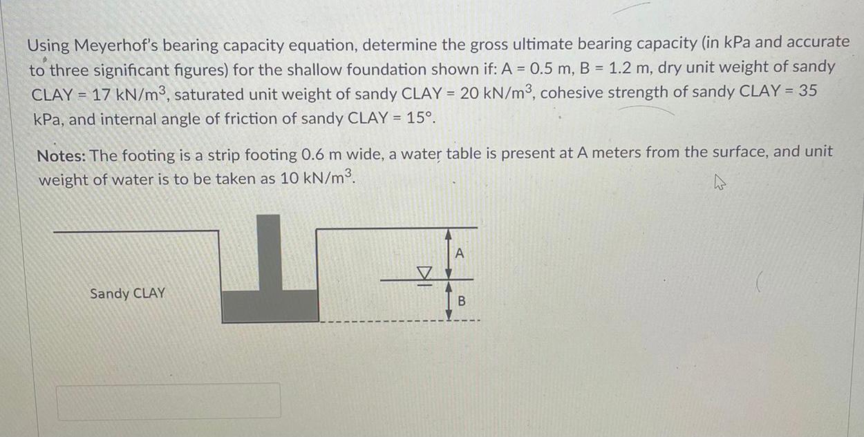Solved Using Meyerhof's bearing capacity equations, | Chegg.com