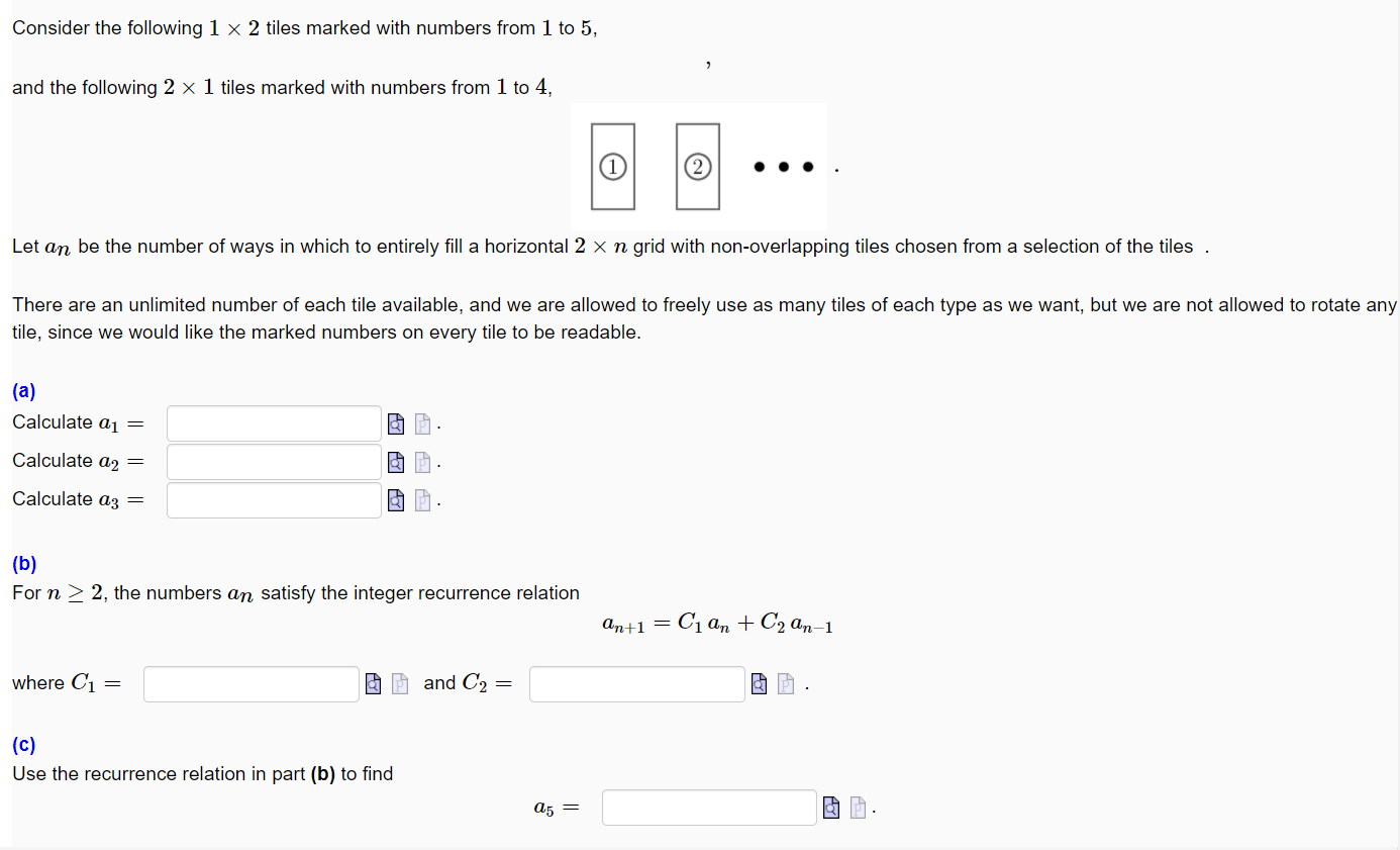 Solved Consider the following 1 x 2 tiles marked with | Chegg.com