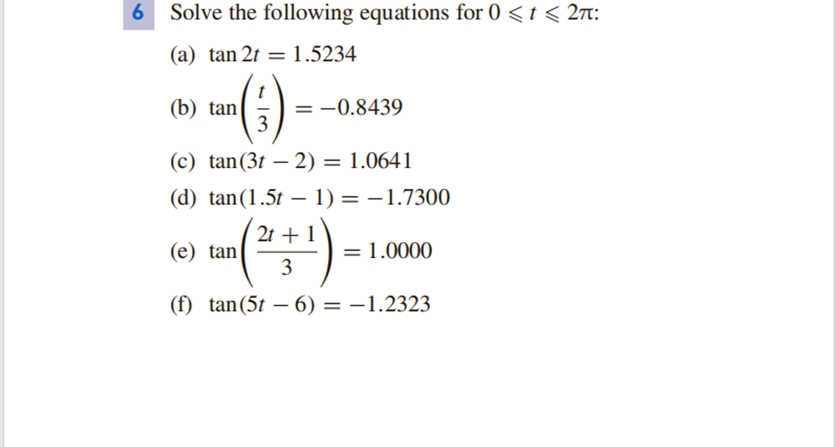 Solved 6 Solve the following equations for 0
