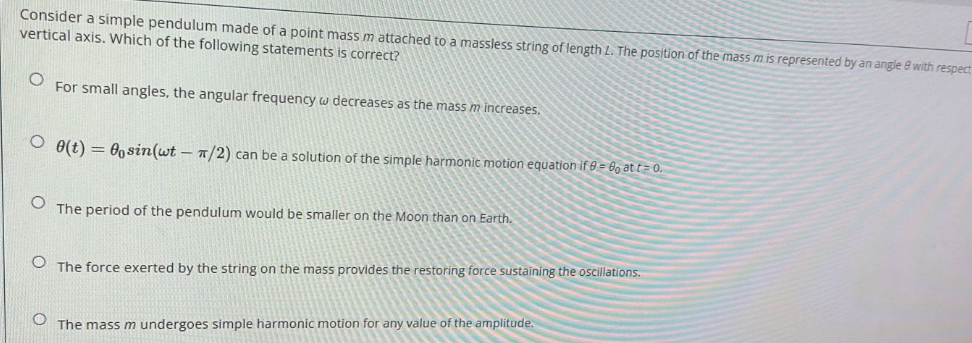 Solved Consider a simple pendulum made of a point mass m | Chegg.com