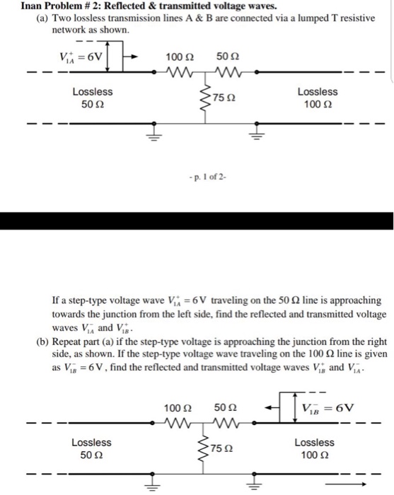 Solved Inan Problem # 2: Reflected & transmitted voltage | Chegg.com