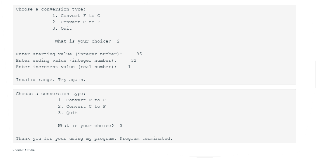 Solved Fahrenheit to Celsius Tables Write a program that | Chegg.com