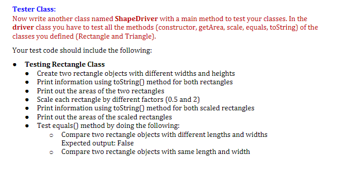 Solved • Interface Shape: Create an interface named Shape | Chegg.com