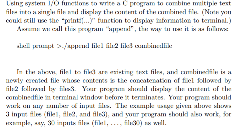 Solved Using system I/O functions to write a C program to | Chegg.com