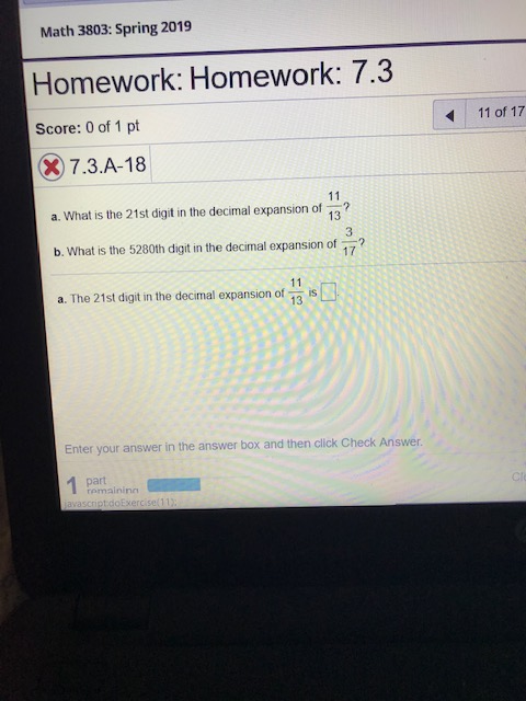 Solved Math 3803: Spring 2019 Homework: Homework: 7.3 Score: | Chegg.com
