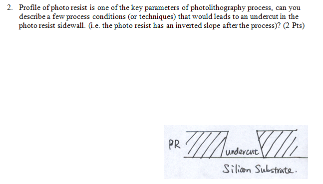 Solved 2. Profile of photo resist is one of the key | Chegg.com