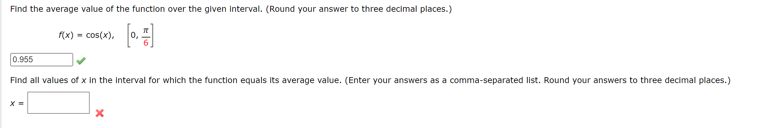 Solved Find the average value of the function over the given | Chegg.com