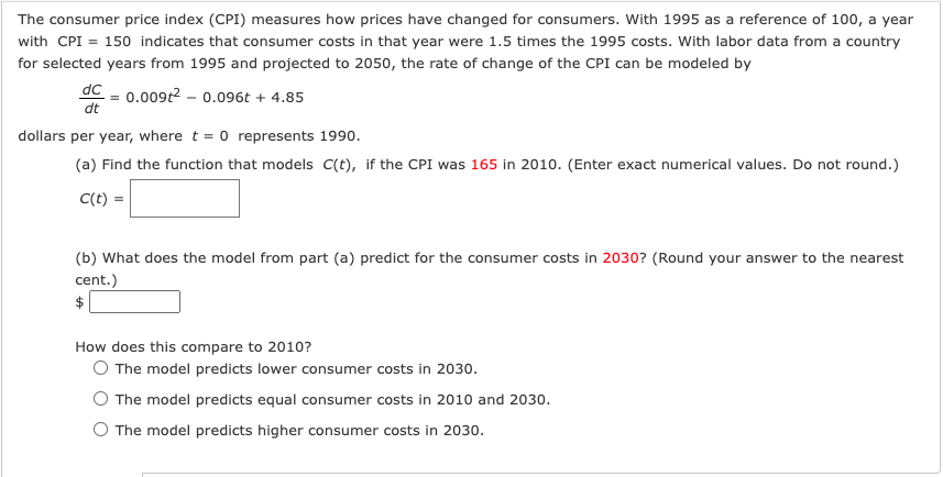 Solved The consumer price index (CPI) measures how prices | Chegg.com