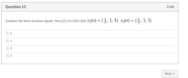 Solved Question 15 Consider the finite duration signals. | Chegg.com